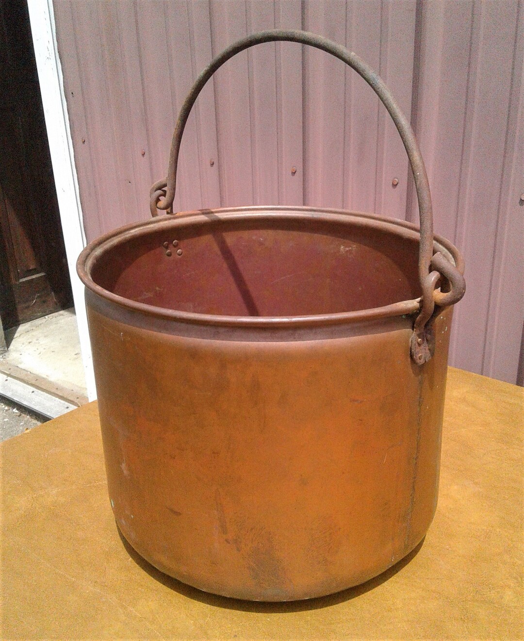 Antique Primitive Copper Kettle W Steel Bail Handle Dove Tail - Etsy
