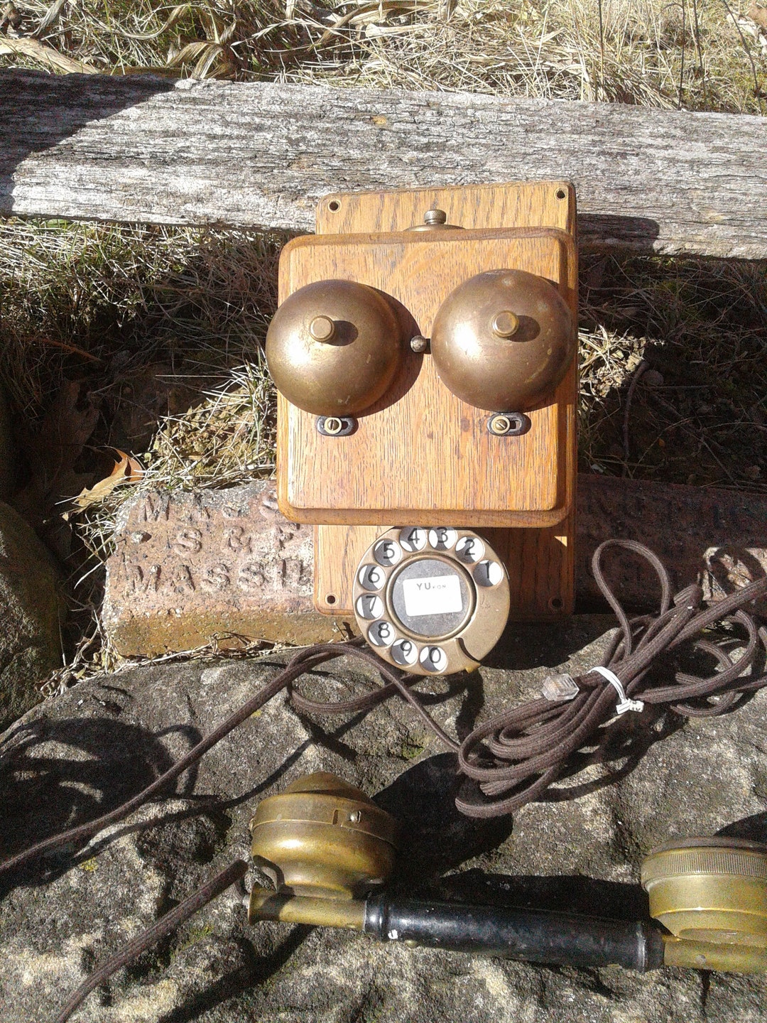 Antique Oak Wall Hanging Telephone With Rotary Dial and Receiver - Etsy