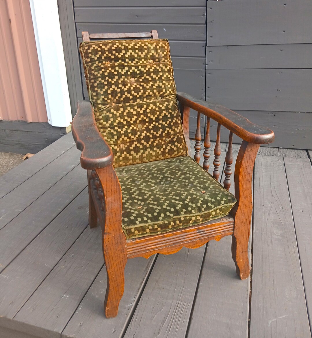 Antique Rare Salesman Sample Oak Morris Chair W Original Cushions 1900s ...