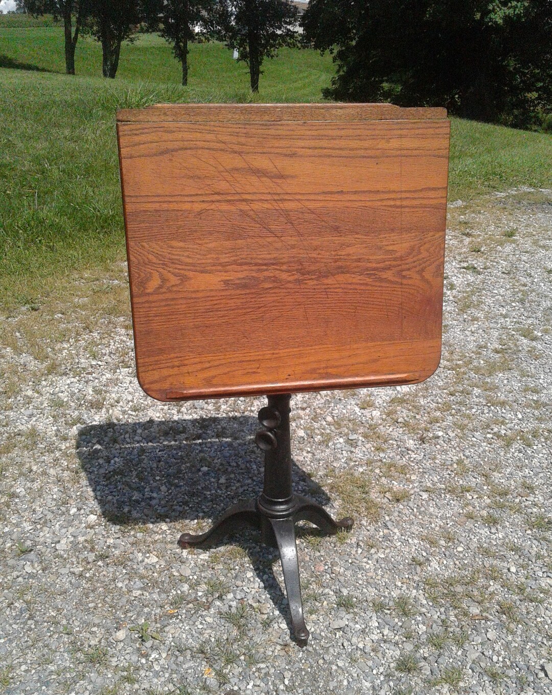Antique Industrial Drafting Table or Artist Easel W Cast Iron Base ...