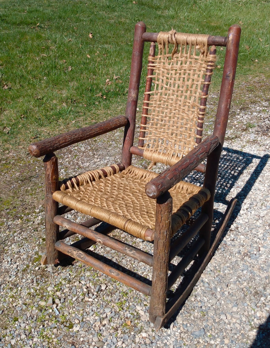 Antique Old Hickory Furniture Rocker Arm Chair Adirondack Lodge Style ...