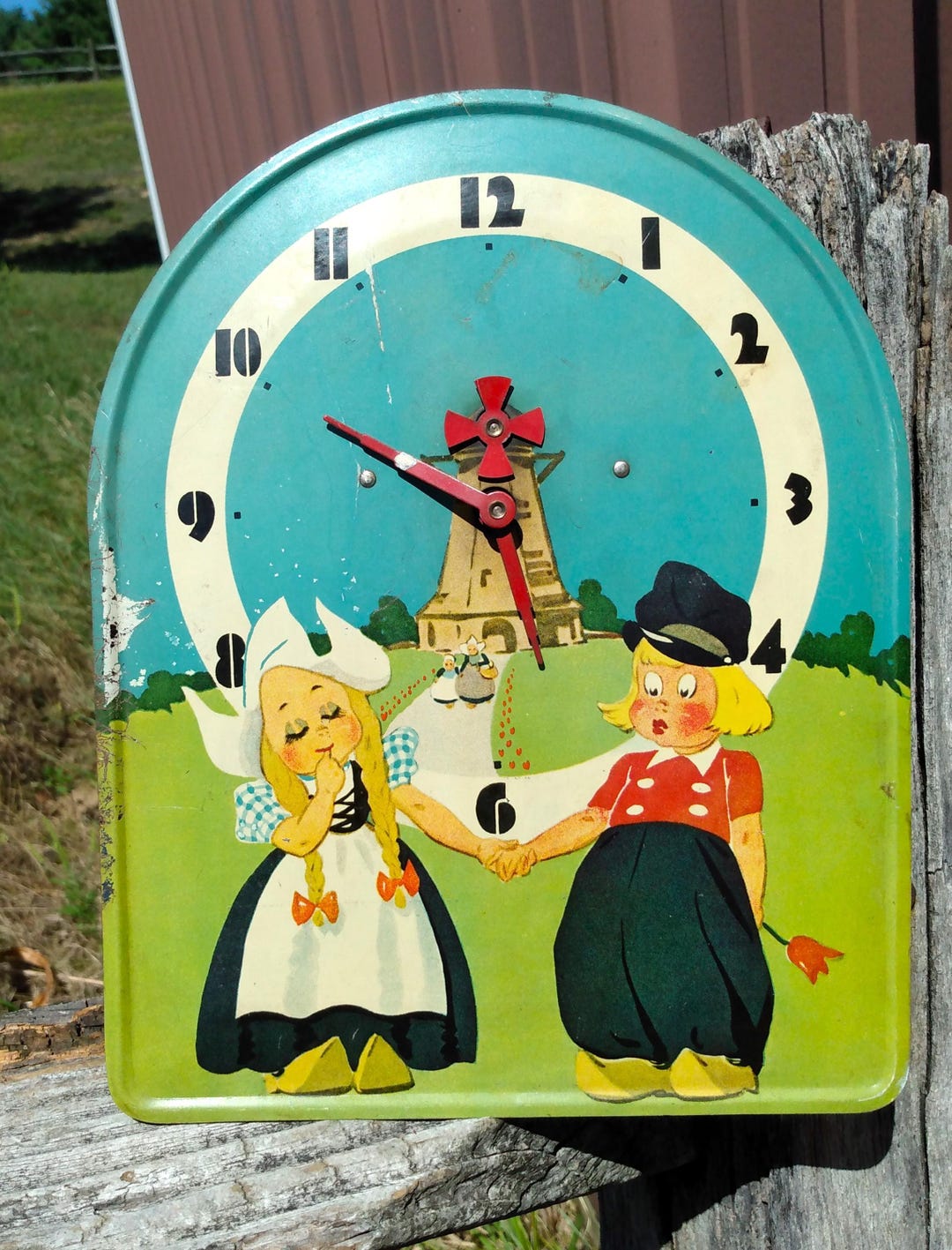 Antique Dutch Boy and Girl Windmill Wall Motion Clock - Etsy
