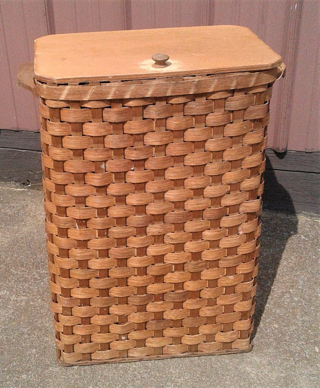 Vintage Woven Splint Oak Laundry Basket Hamper With Lid 1970s - Etsy