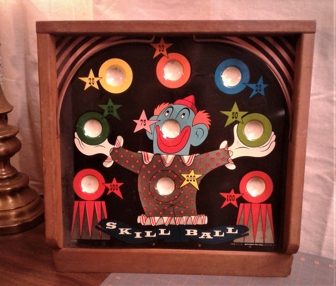Vintage Skill Ball Clown Tin Litho and Wood 1940s Toy Game Pressman - Etsy