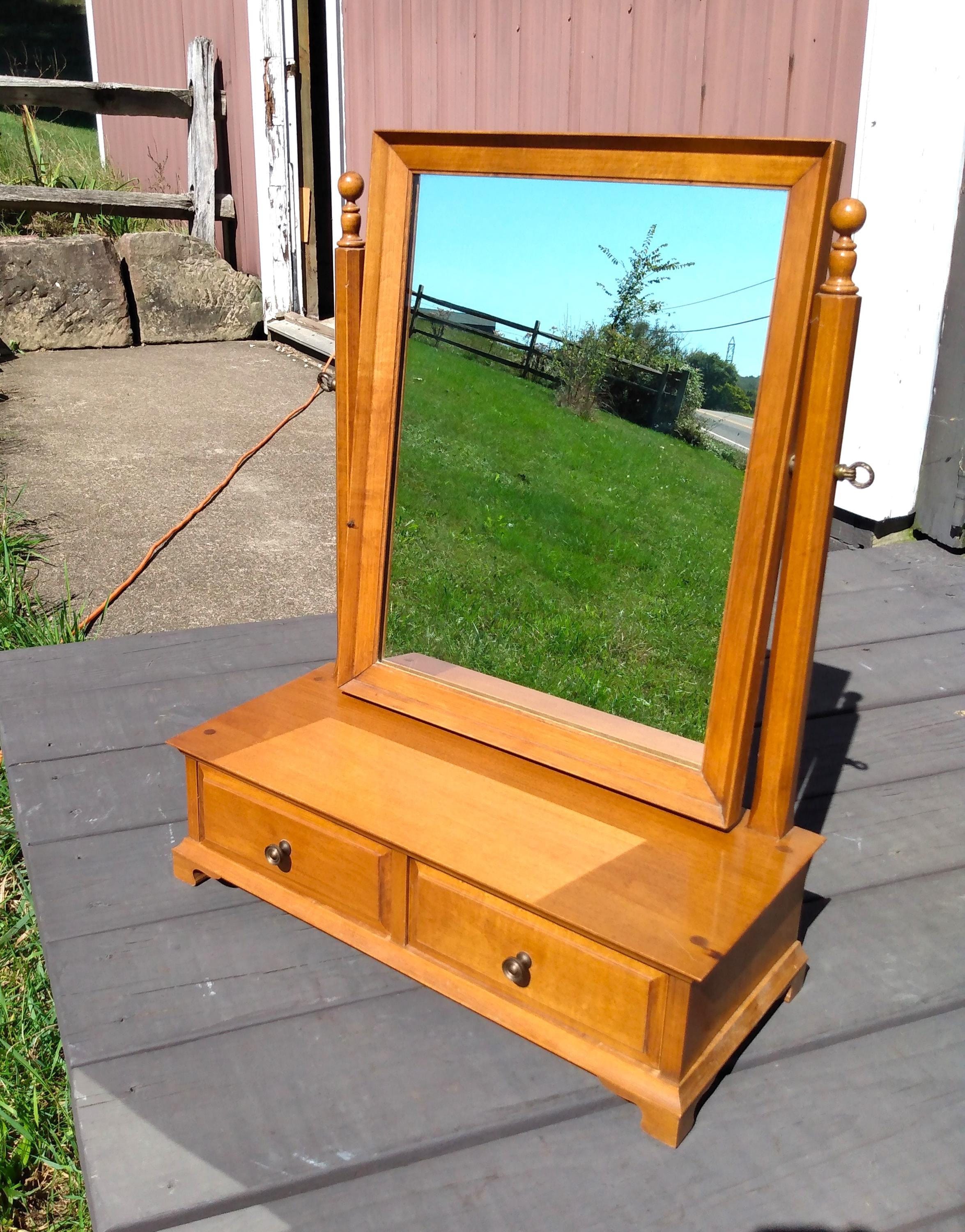 Antique Maple Dresser Top Cabinet With Vanity Mirror and Drawers 1940s Era Etsy