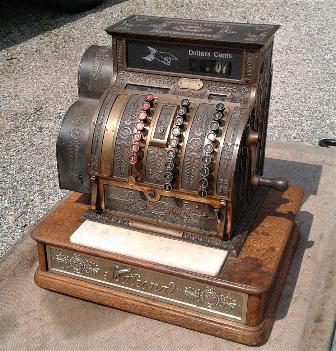 Antique 1912 Brass National Cash Register NCR 416 Empire Style - Etsy
