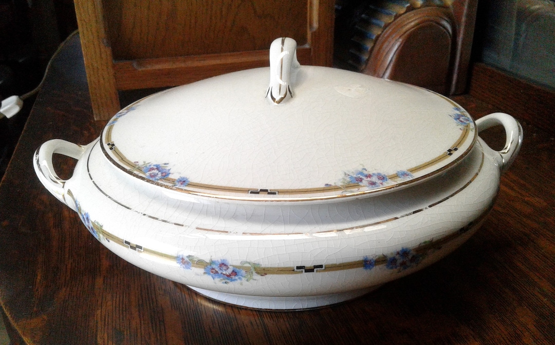 Antique Edwin M. Knowles China Co Vitreous China Soup Tureen Bowl With ...