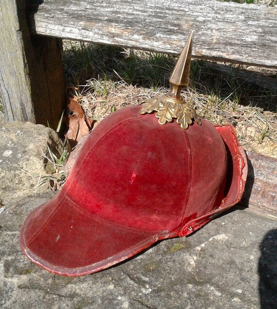 Antique Masonic Style Red Velvet Military Dress Hat w… - Gem
