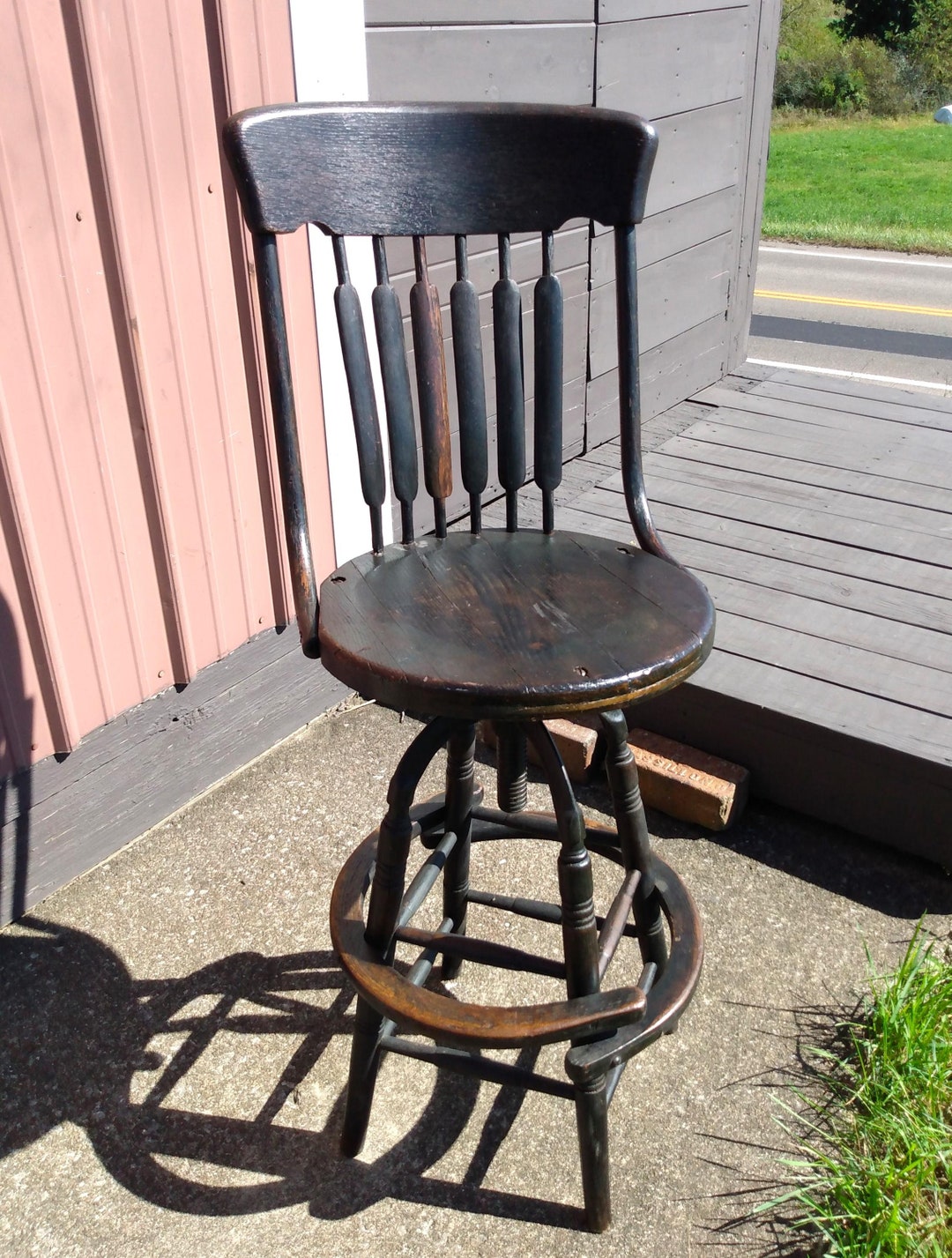 Antique Swivel Oak Architect Drafting or Railroad Clerk Tall Chair ...