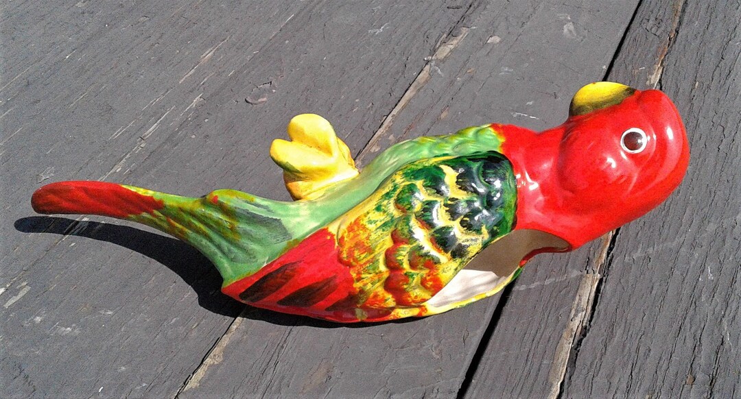 Vintage 1950s Hanging Ceramic Parrot Macaw Bird Planter - Etsy