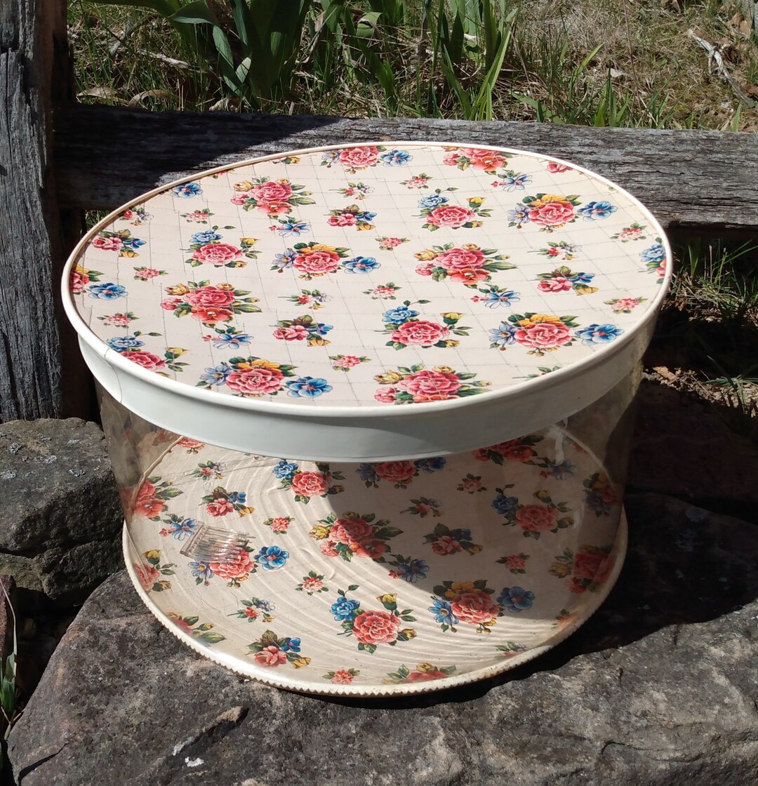 Vintage Floral and Clear Plastic Hat Box 1950s - Etsy