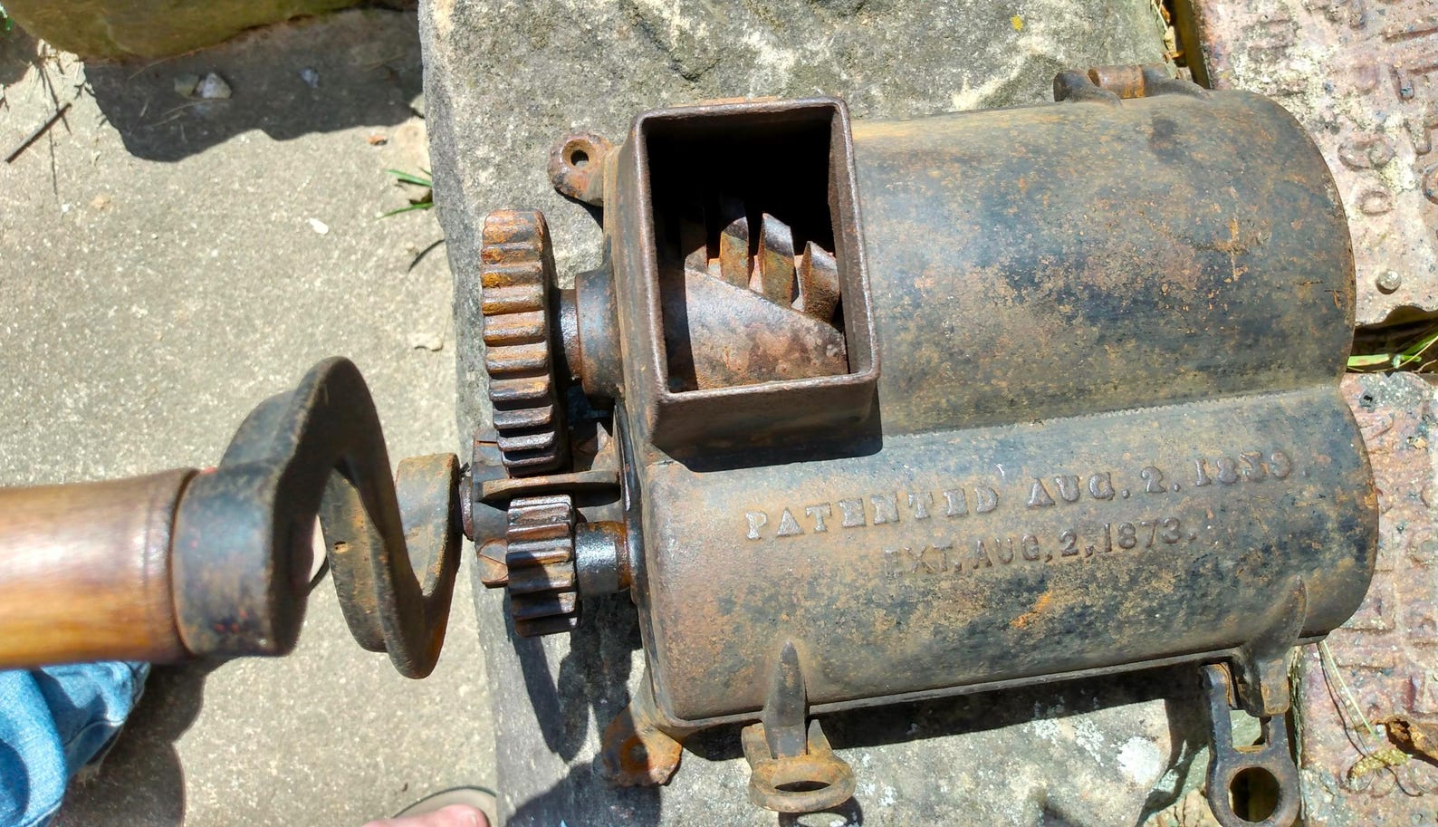Antique Cast Iron Meat Grinder W Hand Crank Handle 1873 Era - Etsy