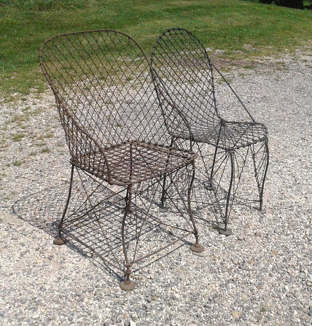 Two Antique Victorian Wire Chairs in the Manner of Salterini - Etsy