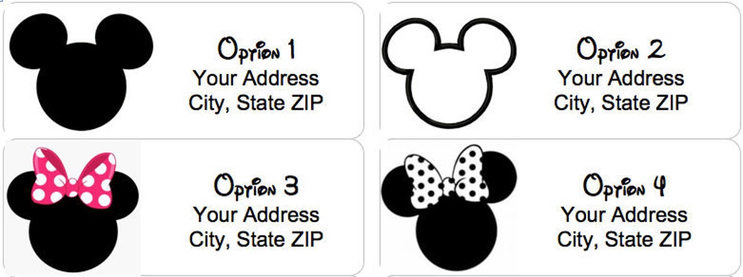 DISNEY Inspired Mickey/minnie Silhouette Personalized Address Labels ...
