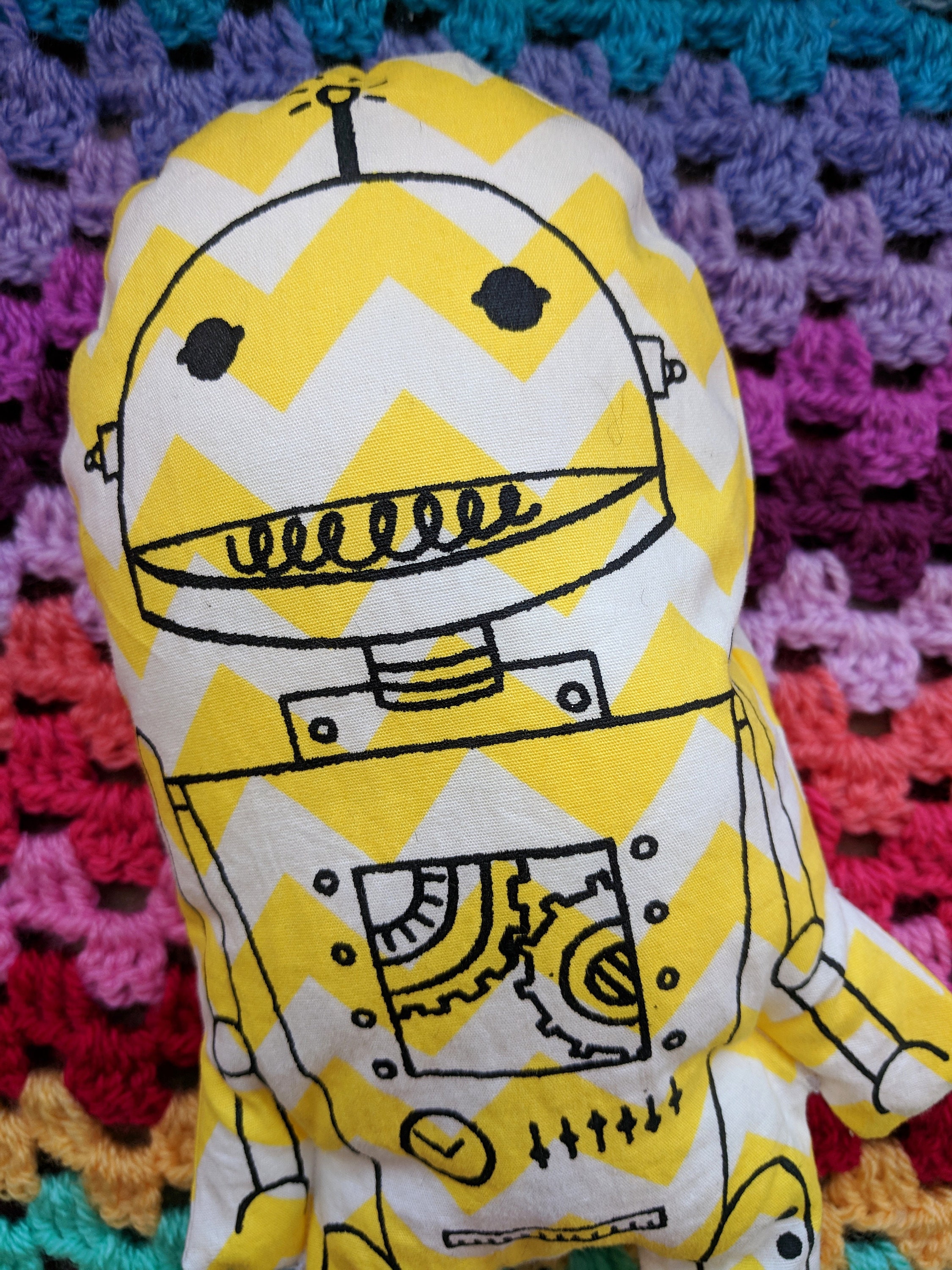 Screen Printed Toy Robot. Original Design. Stuffed Soft Plush Toy ...