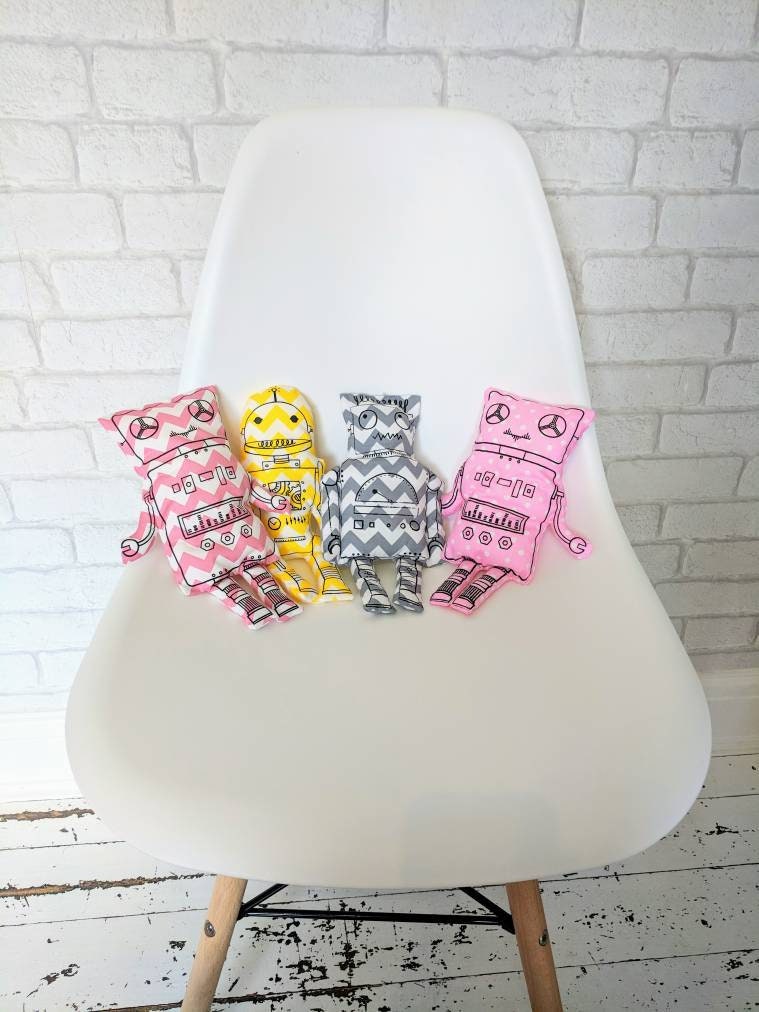 Screen Printed Toy Robot. Original Design. Stuffed Soft Plush Toy ...