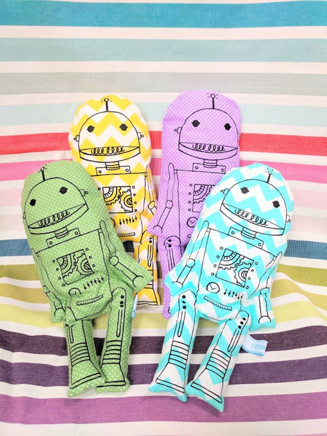 Screen Printed Toy Robot. Original Design. Stuffed Soft Plush Toy ...