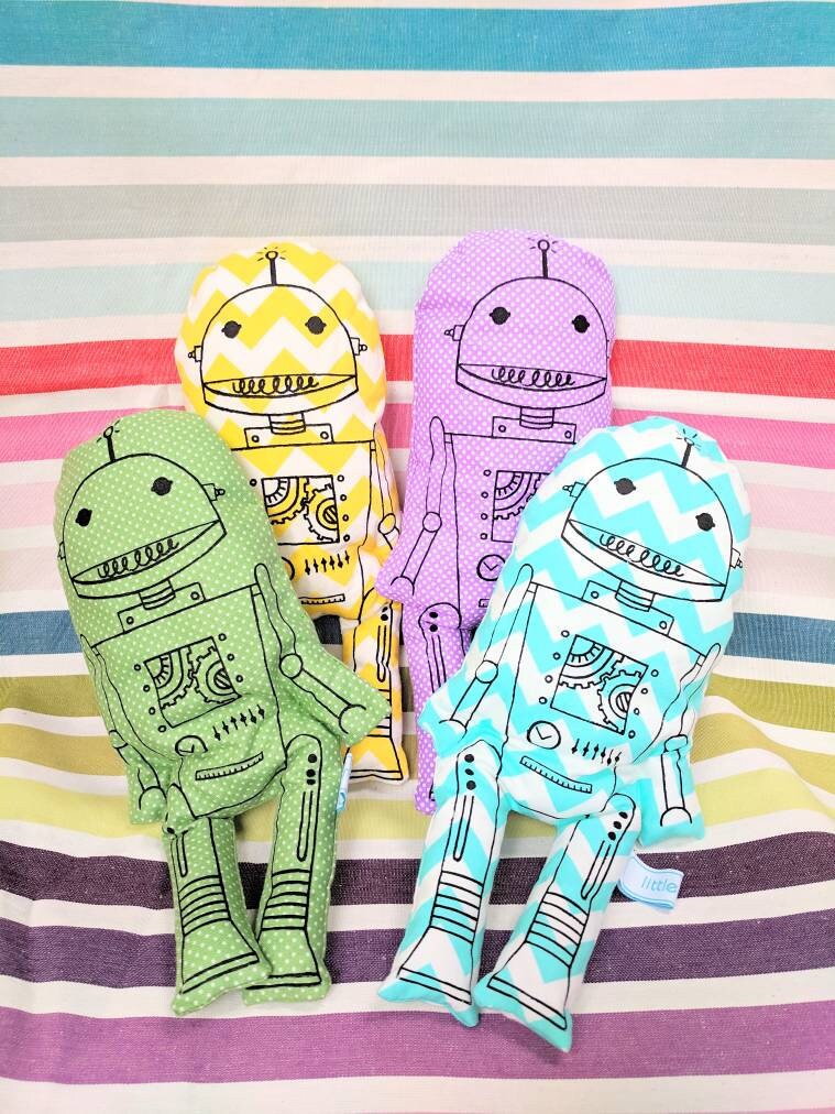 Screen Printed Toy Robot. Original Design. Stuffed Soft Plush Toy ...