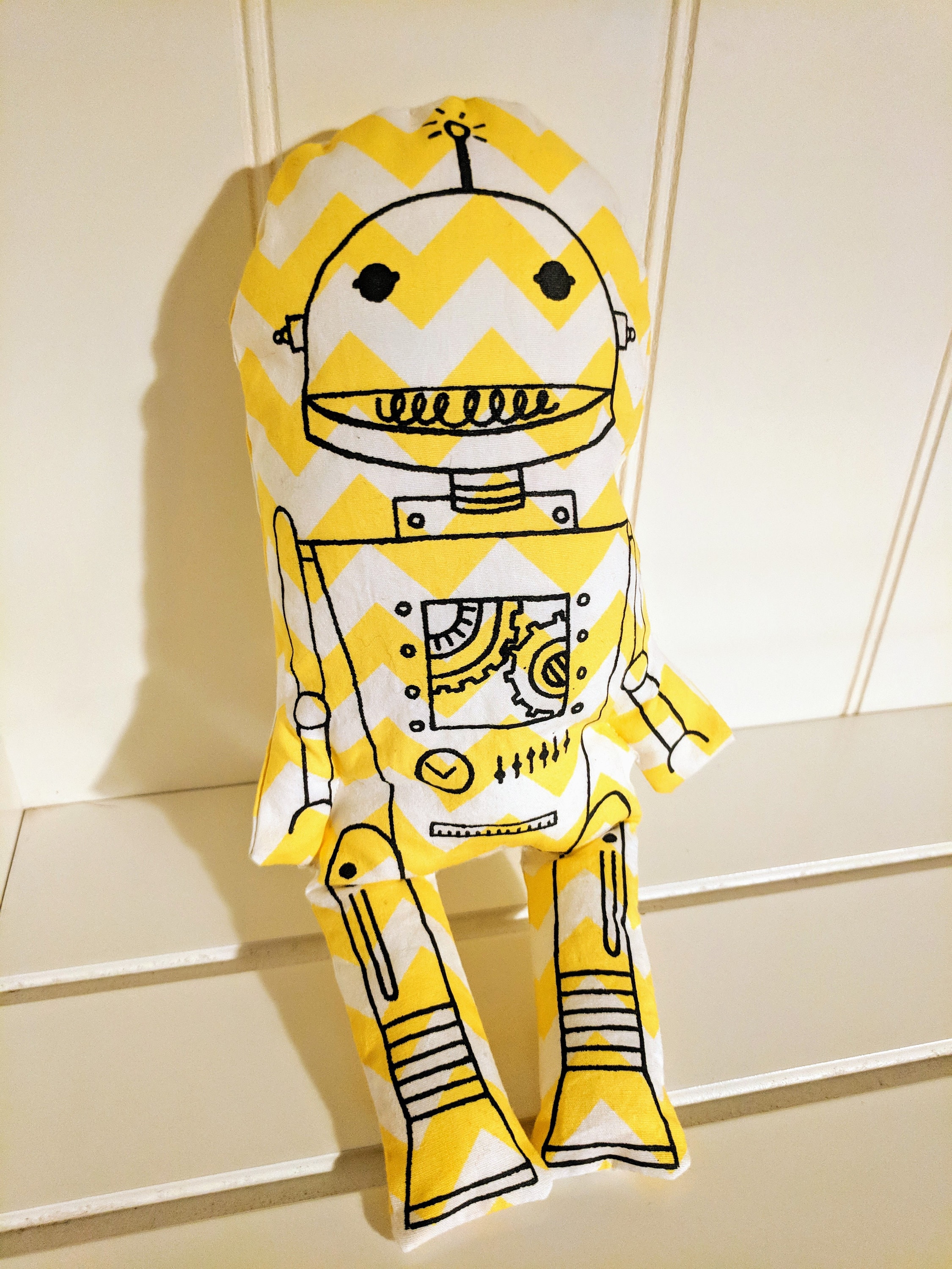 Screen Printed Toy Robot. Original Design. Stuffed Soft Plush - Etsy