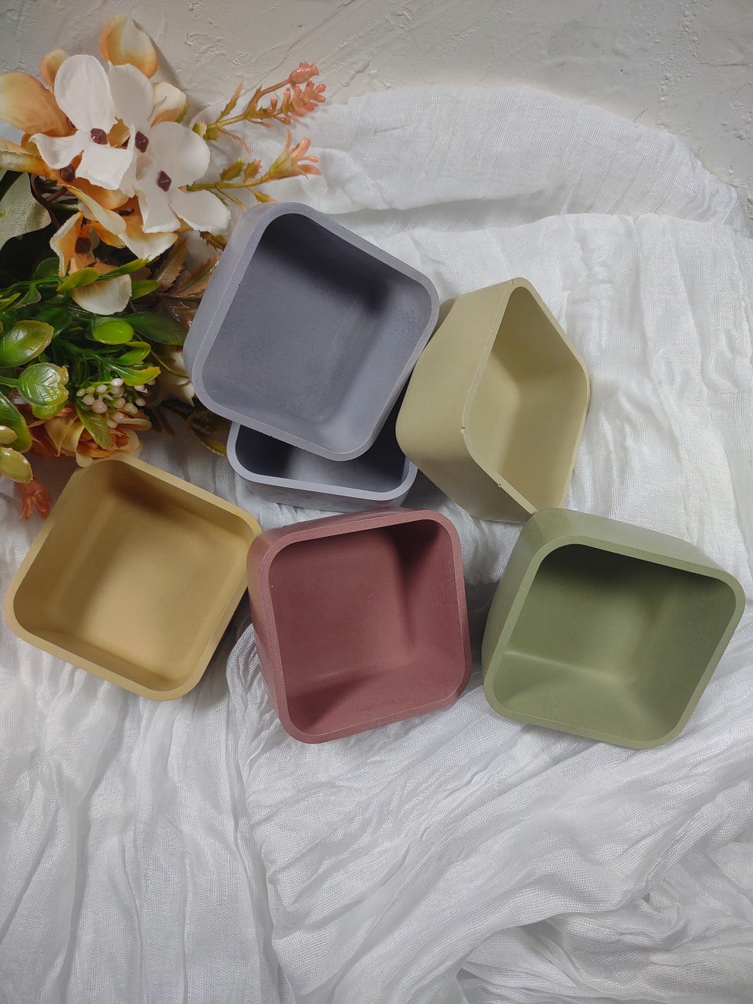 Small Square Cement Jewelry Dish // Cement Home Decor Jewelry - Etsy