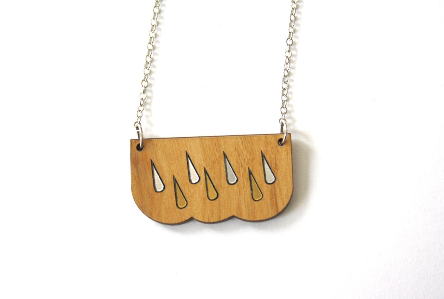 Cloud Rain Necklace Wooden Collar Gold Silver Color Pattern - Etsy