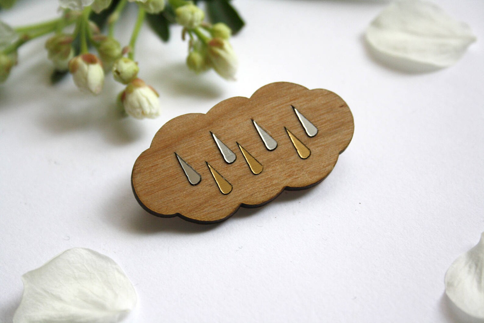 Cloud Brooch Nimbus Wedding Accessory Natural Wood Wooden | Etsy