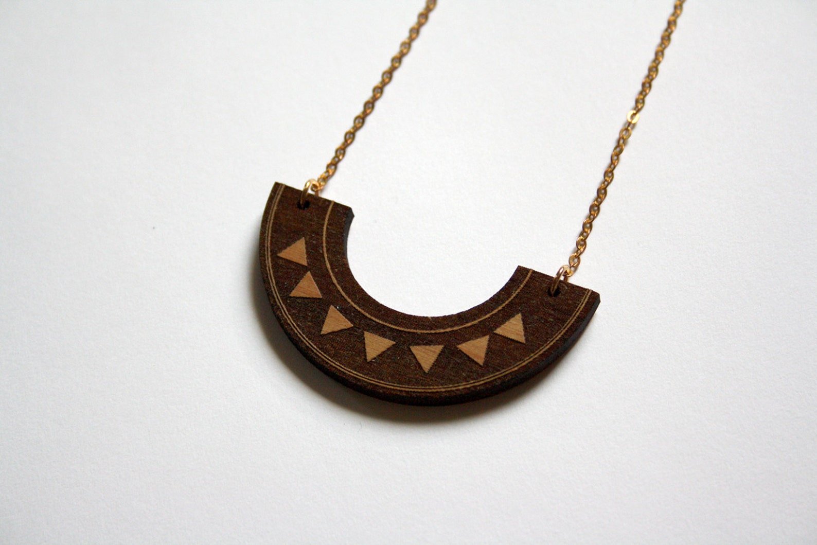 Wooden Aztec Necklace Wood Geometric Collar Triangle - Etsy