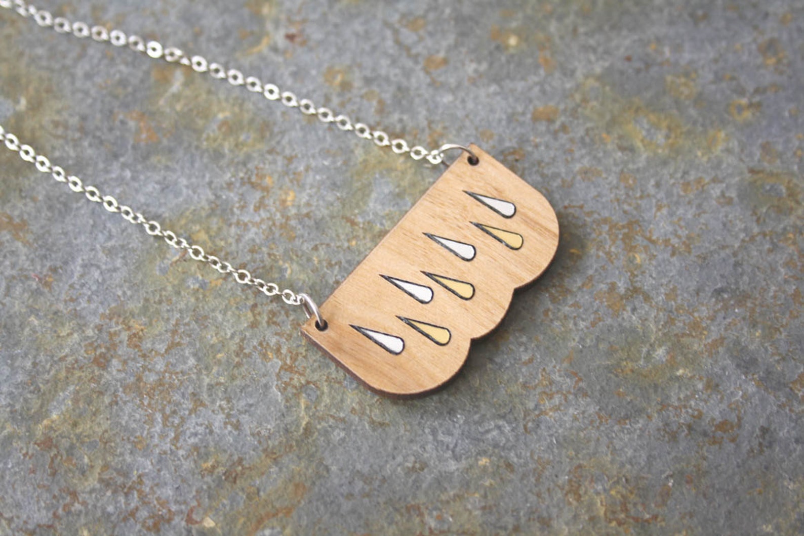 Cloud Rain Necklace Wooden Collar Gold Silver Color Pattern - Etsy