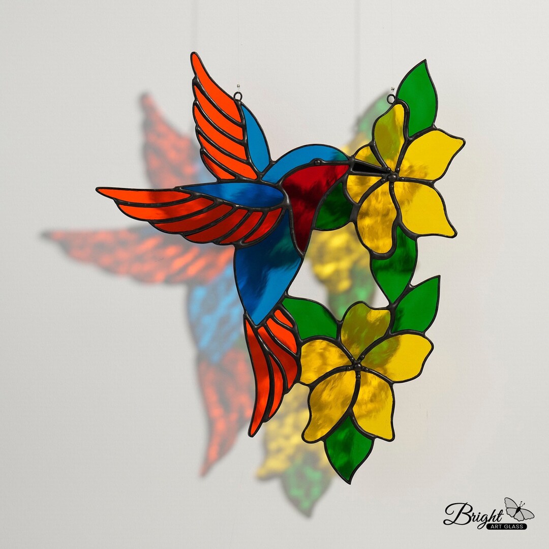 Hummingbird, Stained Glass Hummingbird Suncatcher, Stain Glass ...