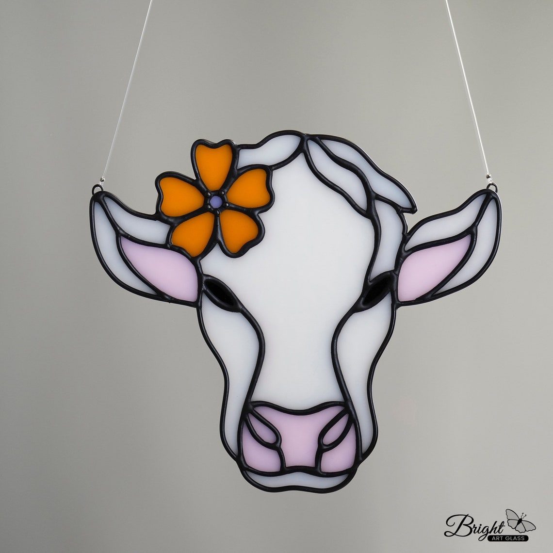 Cow White Cow Stained Glass Cow Cow Suncatcher Stain Glass - Etsy