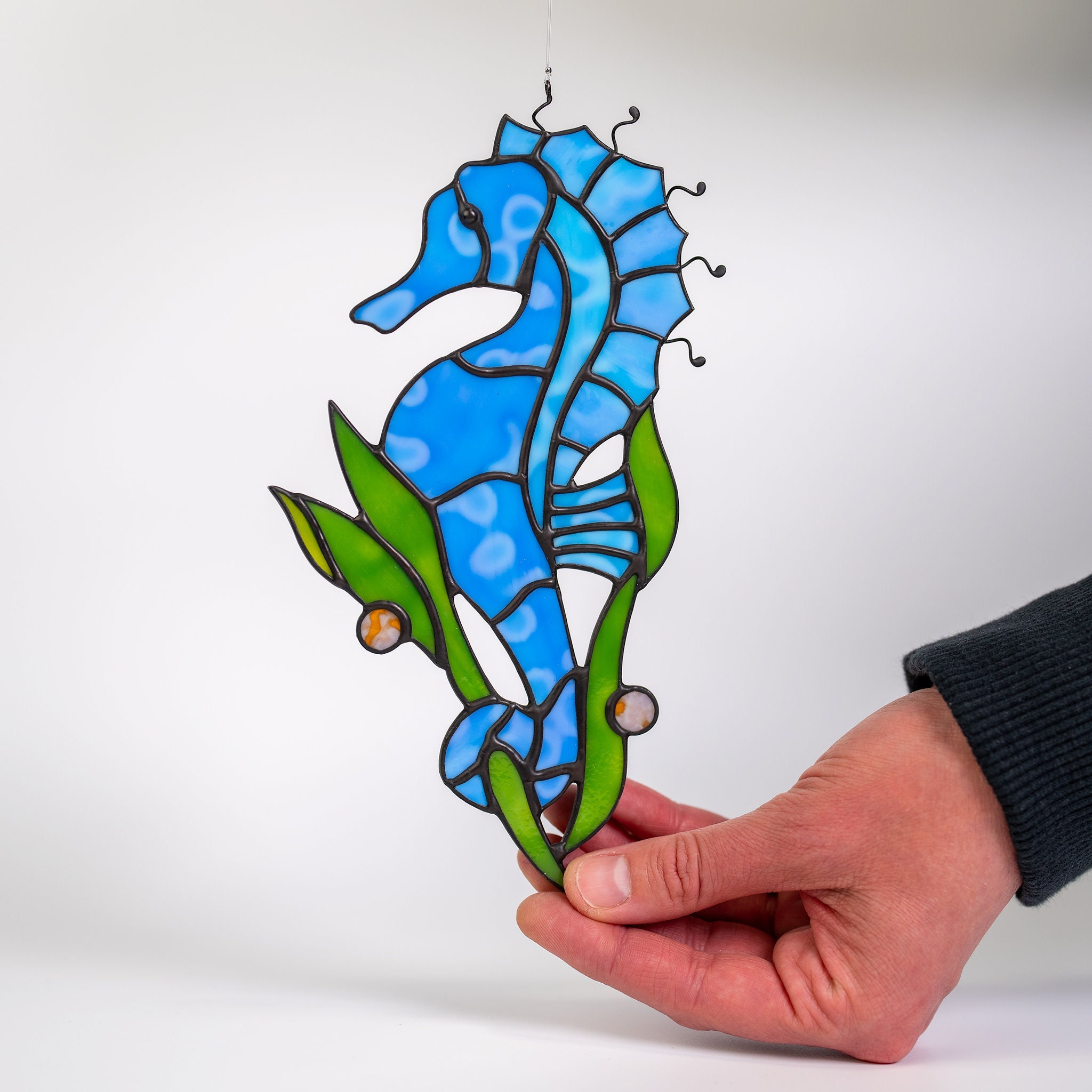 Stained Glass Seahorse Pattern