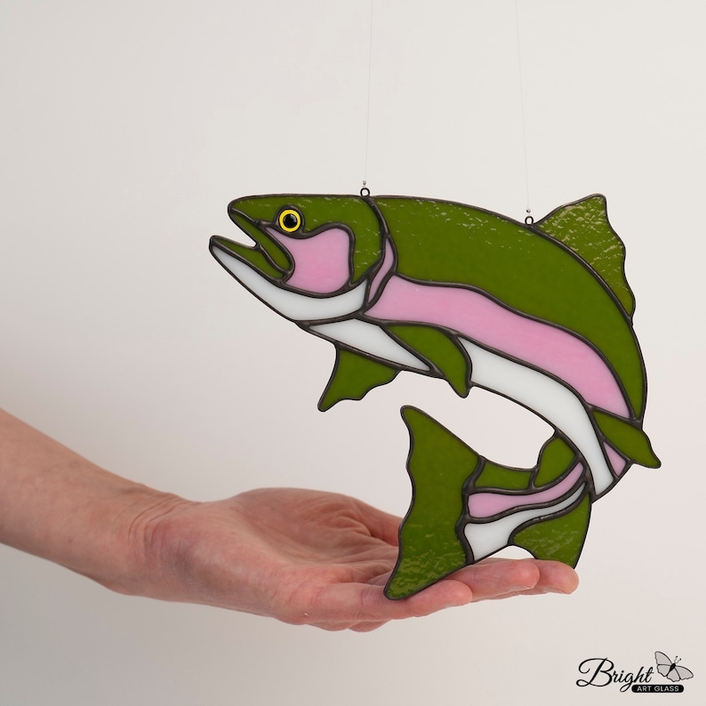 Trout Stained Glass Trout Rainbow Trout Fish Decoration - Etsy