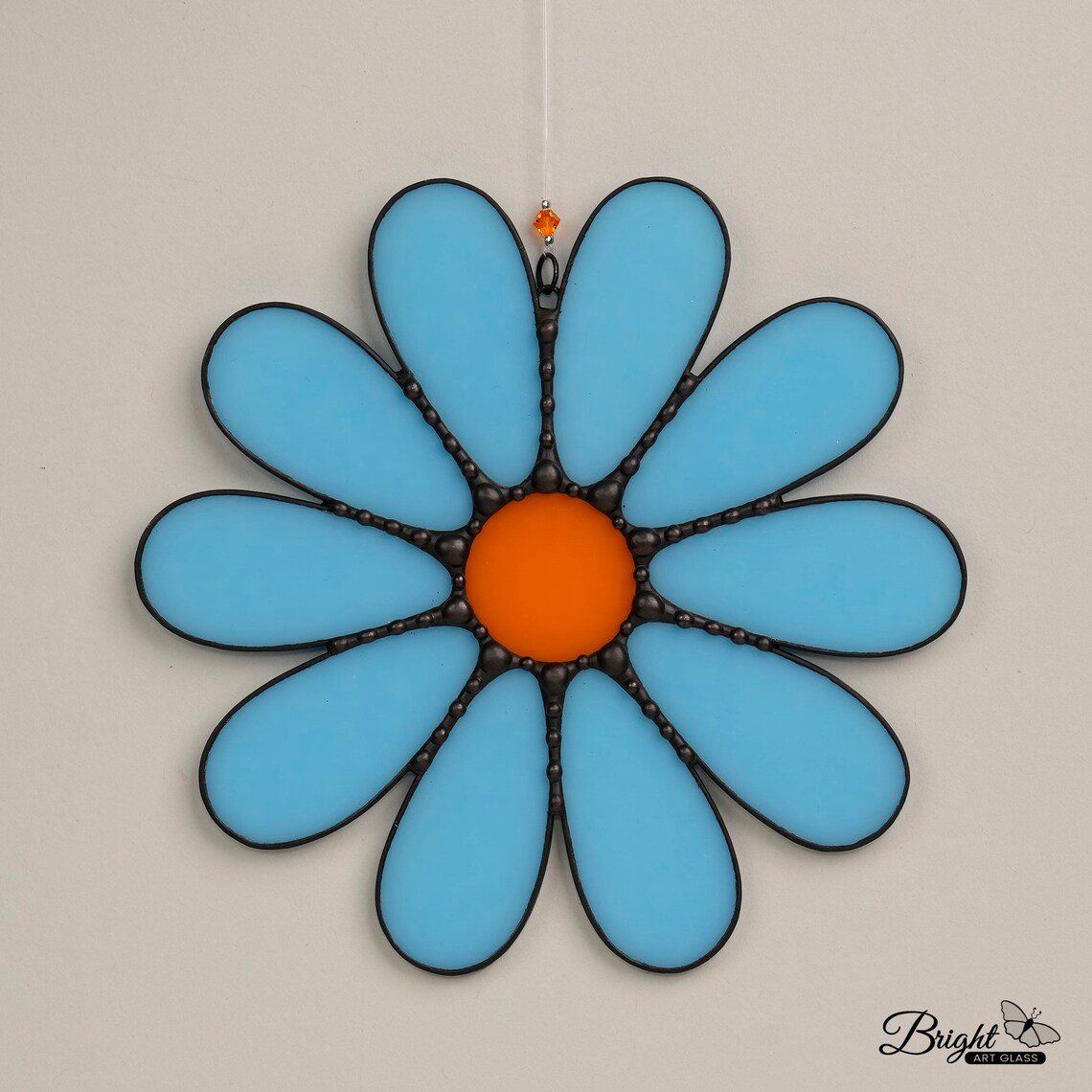 Stained Glass Blue Daisy Suncatcher Stain Glass Daisy Flower - Etsy