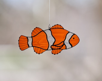 Stained Glass Orange Fish Suncatcher - Etsy