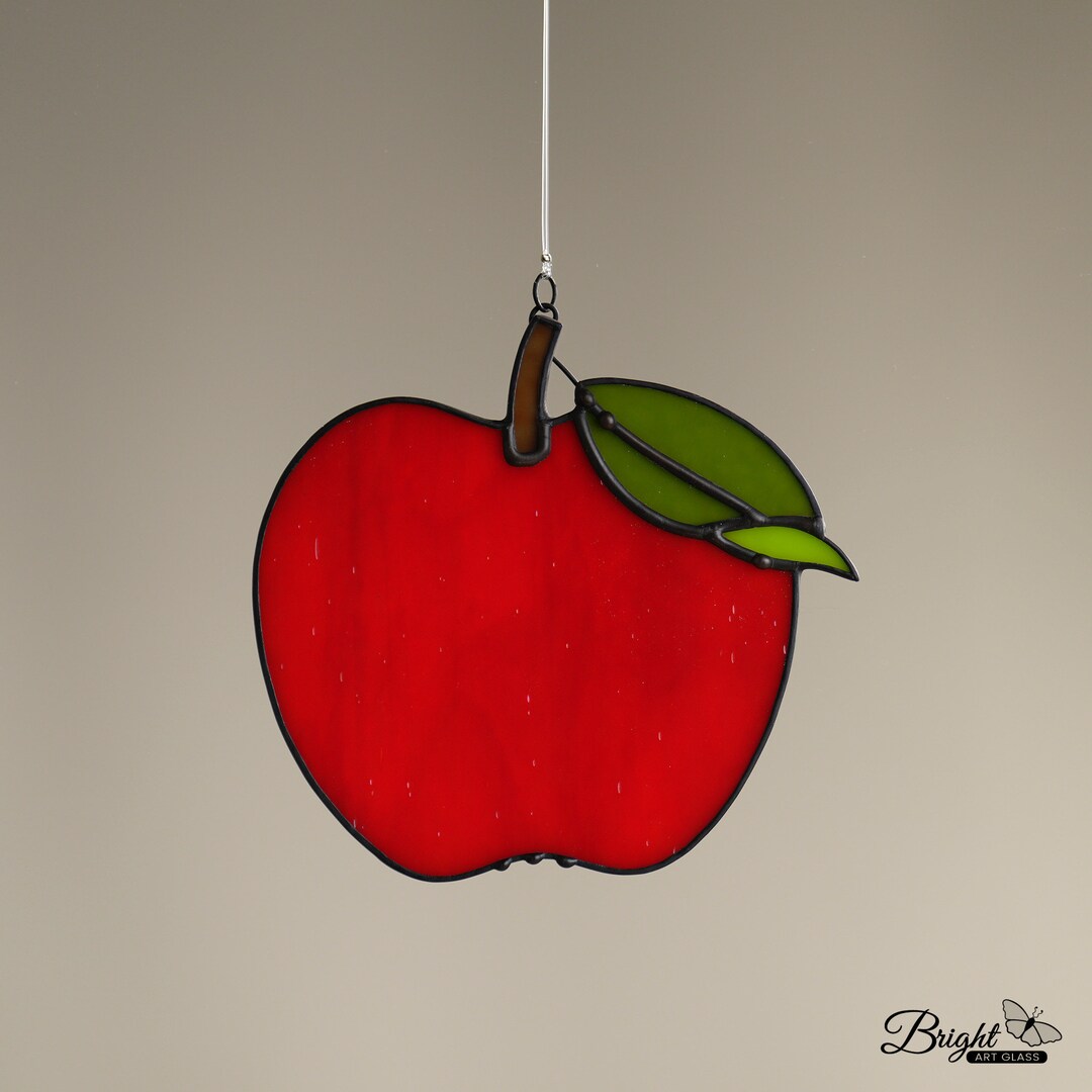 Apple, Stained Glass Apple Suncatcher, Apple Ornament, Apple Decor ...
