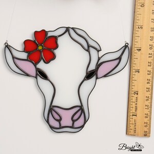 Cow, White Cow, Stained Glass Cow, Cow Suncatcher, Stain Glass Cow ...