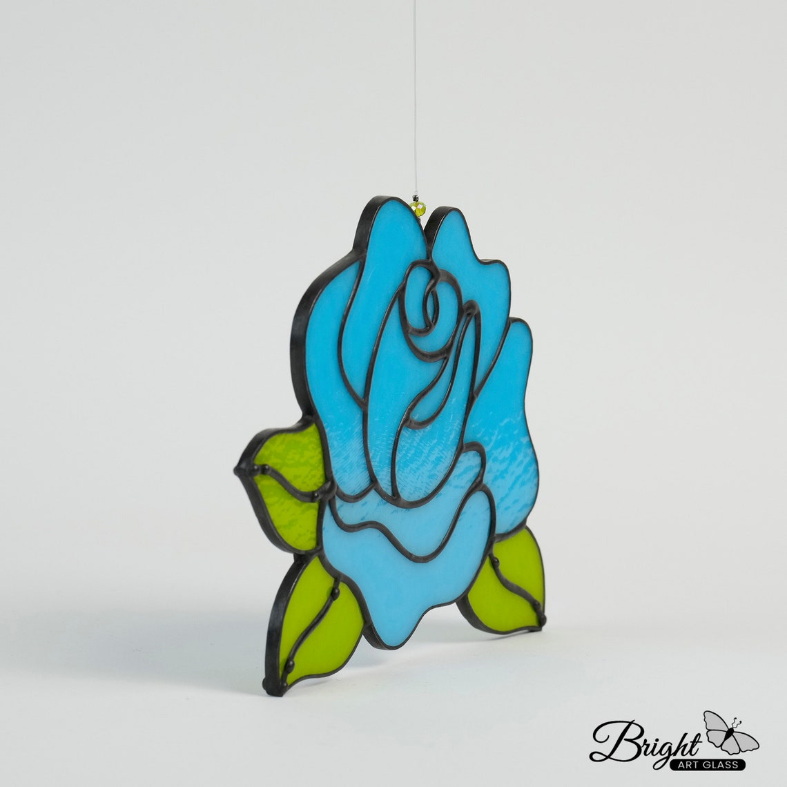Stained Glass Blue Rose Suncatcher: Spring Window Decor - Etsy