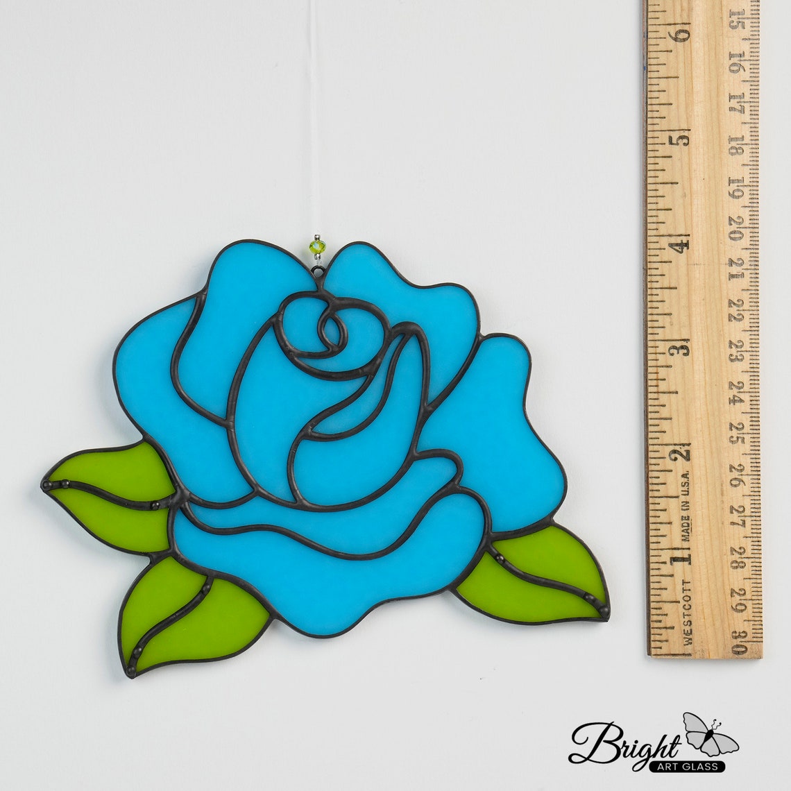 Stained Glass Blue Rose Suncatcher: Spring Window Decor - Etsy