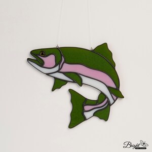 Trout, Stained Glass Trout, Rainbow Trout, Fish Decoration, Trout Decor ...