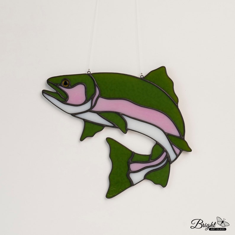 Trout Stained Glass Trout Rainbow Trout Fish Decoration - Etsy