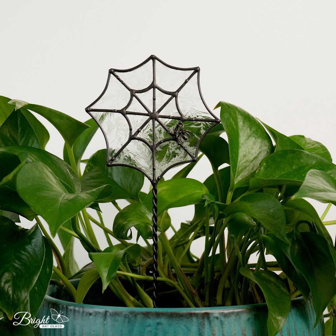 Stained Glass Spider Web Plant Stake: Halloween Decor - Etsy