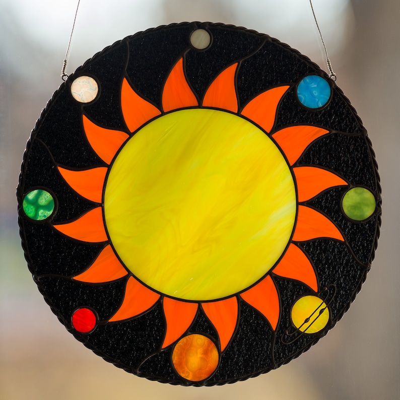 Stained Glass Solar System Suncatcher Sun Decor Solar System - Etsy