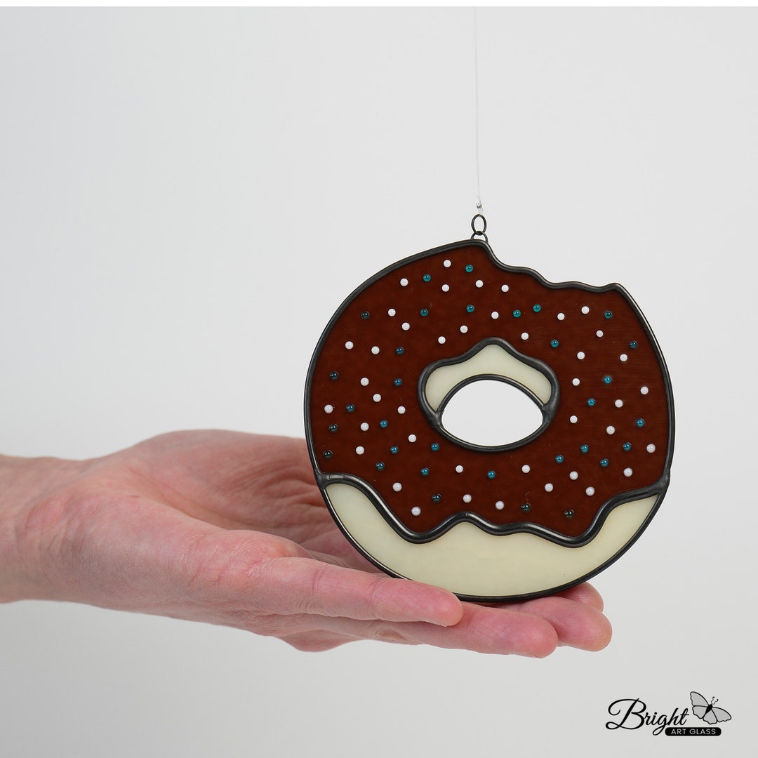 Donut, Doughnut, Stained Glass Donut Suncatcher, Stain Glass Doughnut ...