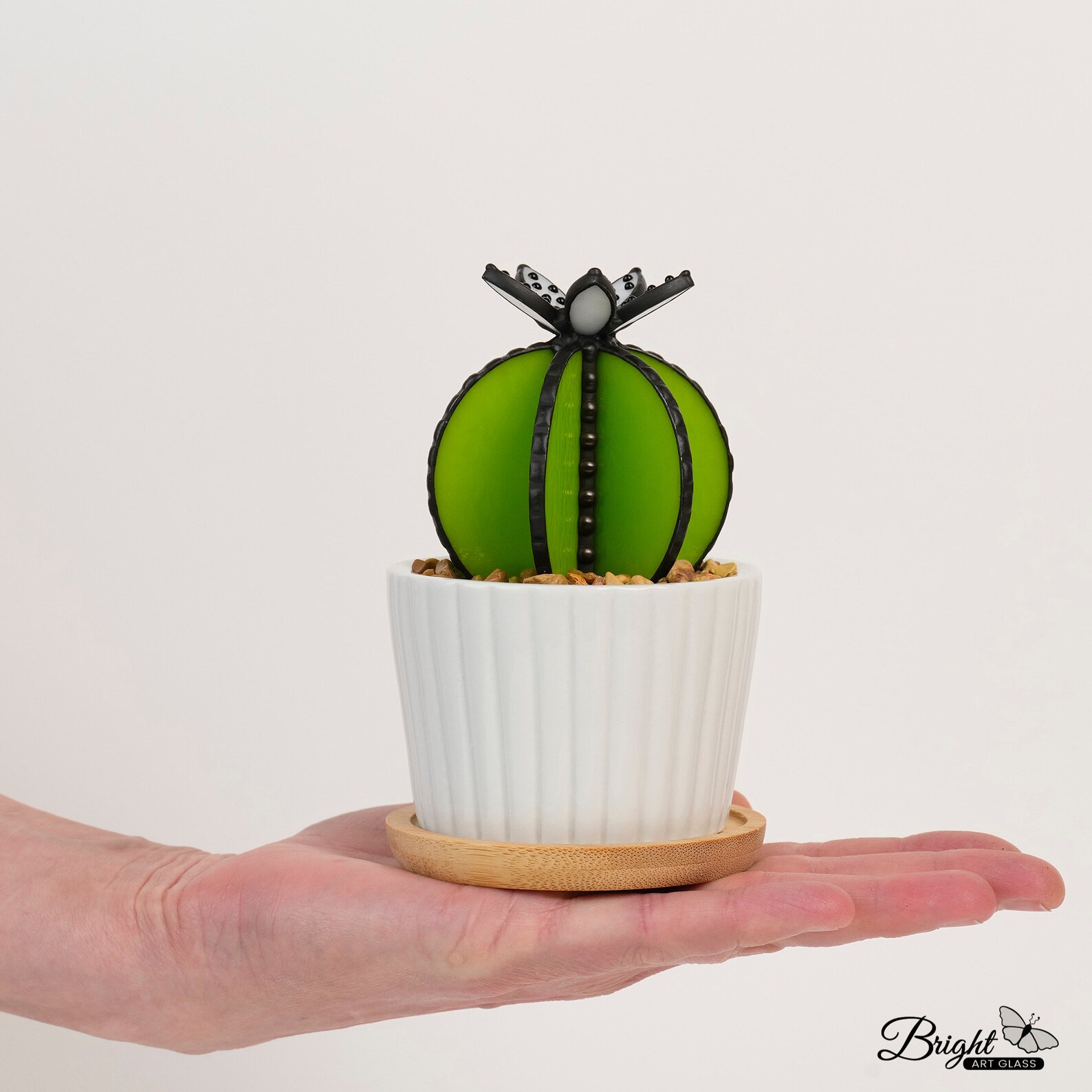 Medium Stained Glass Cactus Plant Stick Potted Glass - Etsy