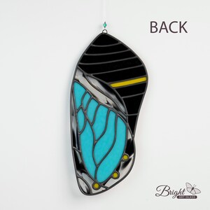 Turquoise Monarch Butterfly Chrysalis, Stained Glass Suncatcher ...