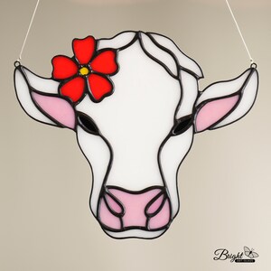 Cow, White Cow, Stained Glass Cow, Cow Suncatcher, Stain Glass Cow ...