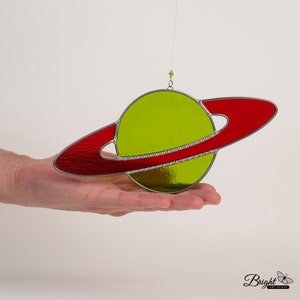 Stained Glass Saturn Suncatcher, Planet Home Decor, Window Hanging ...