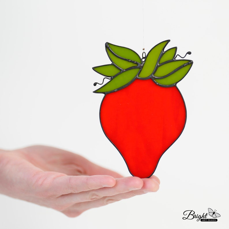 Strawberry Stained Glass Strawberry Suncatcher Stain Glass - Etsy