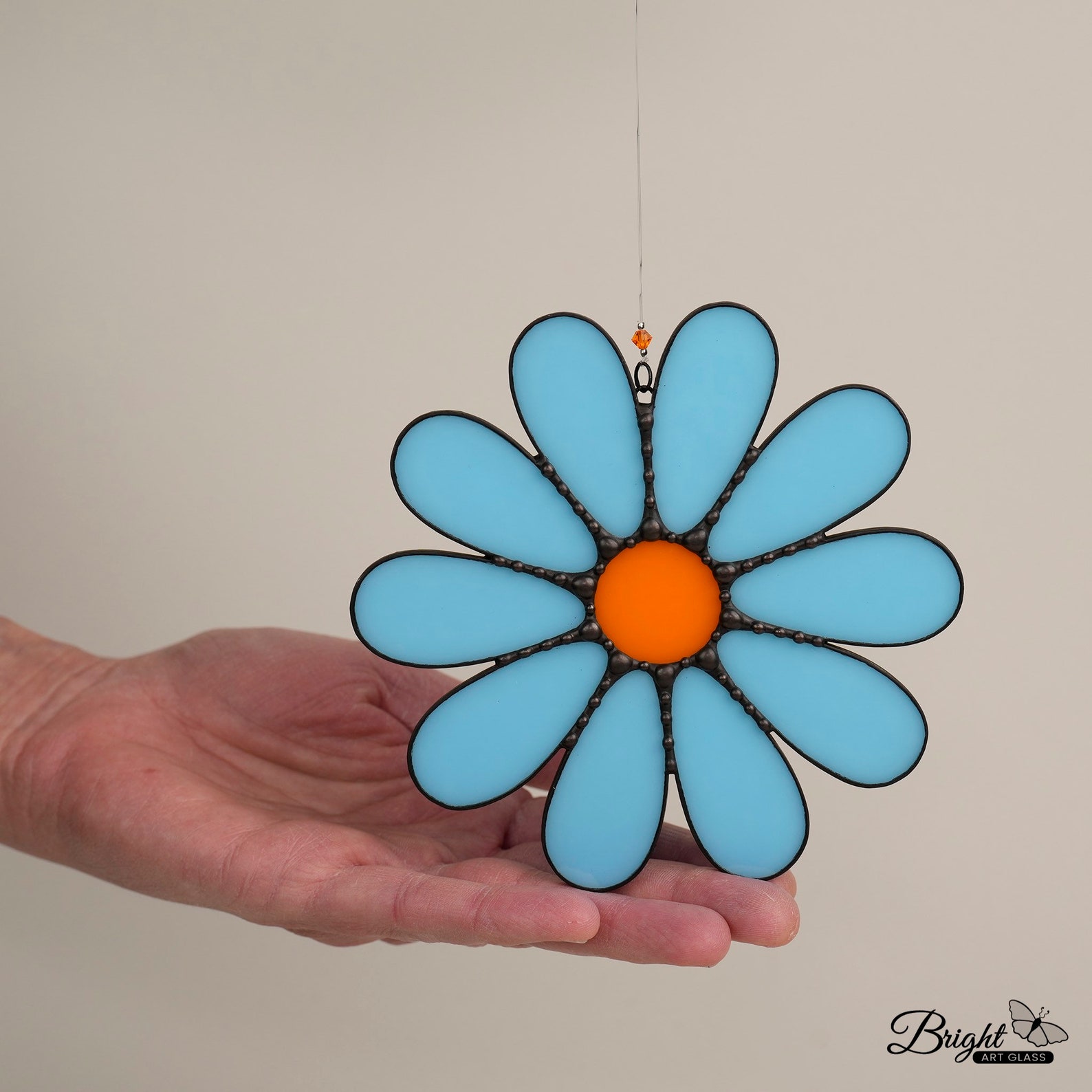 Stained Glass Blue Daisy Suncatcher Stain Glass Daisy Flower - Etsy