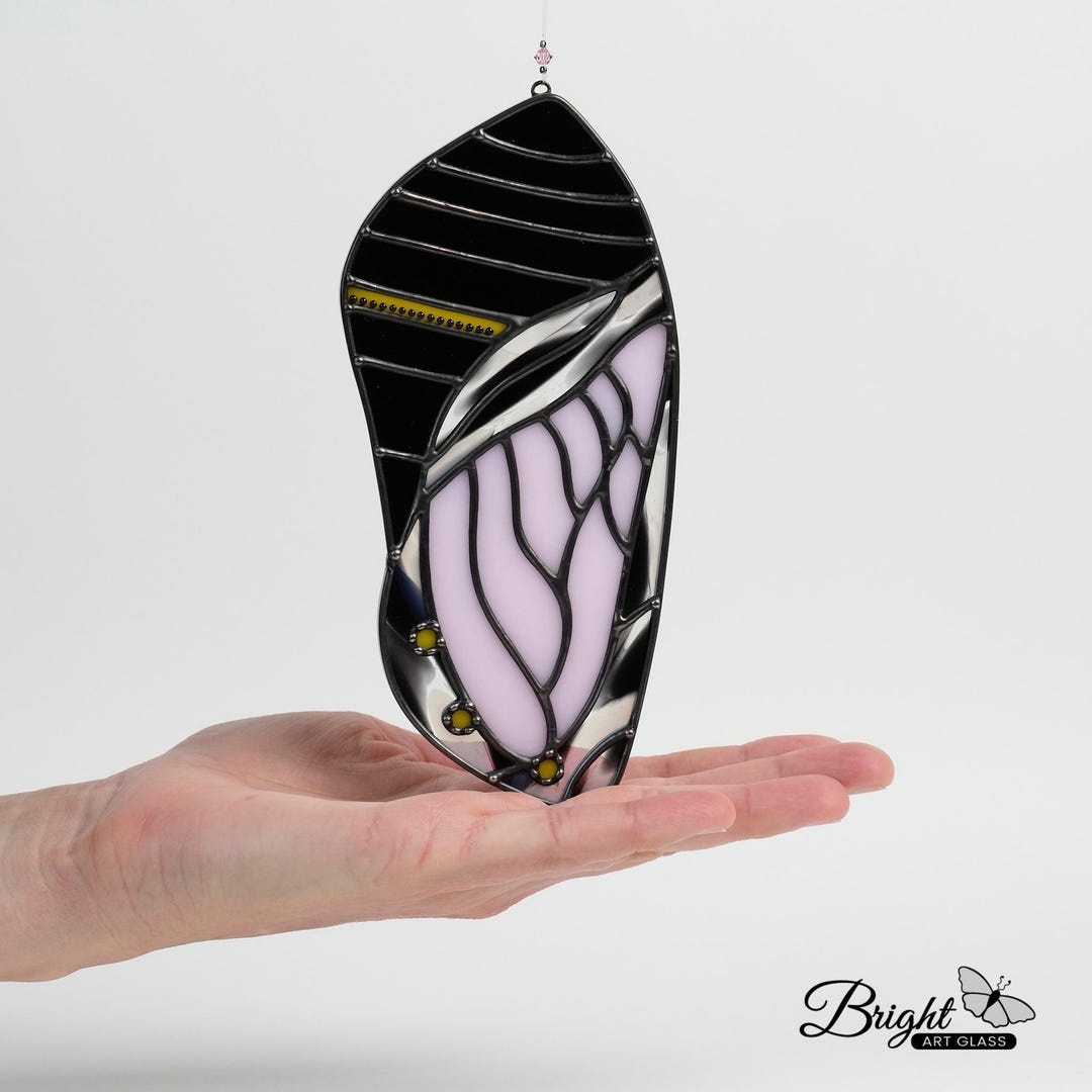 Pink Monarch Butterfly Chrysalis, Stained Glass Suncatcher ...